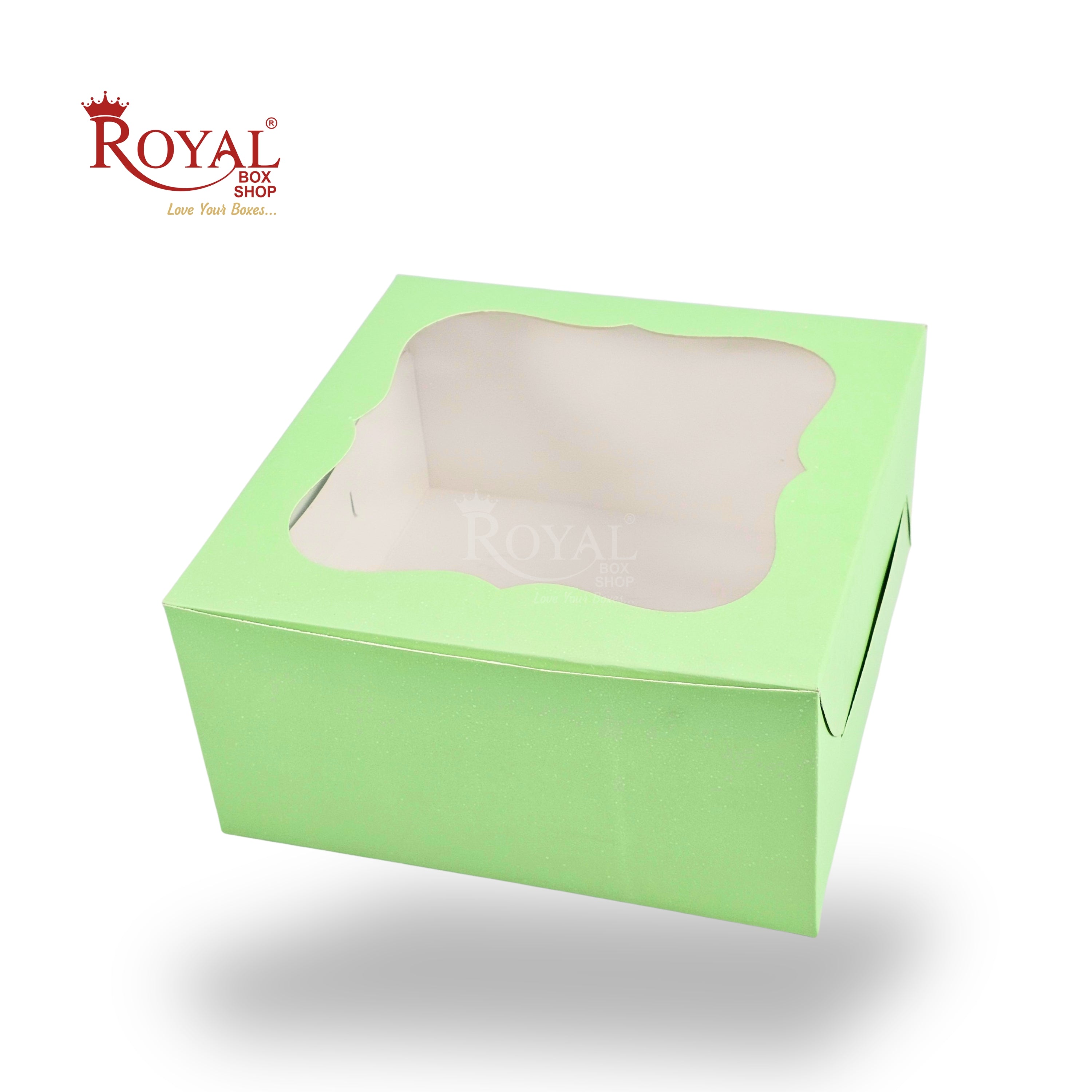Cake Box with Window on Top Floral Print Green Color – Royal Box Shop