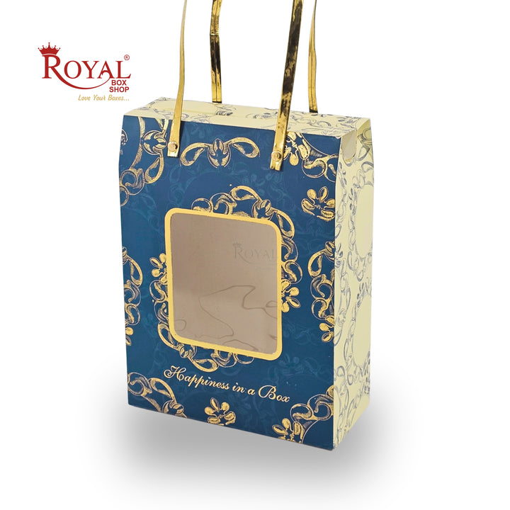 RoyalBoxShop® 5-Window Gift Box I 8x8x10 Inch I Blue Check I Perfect f ...