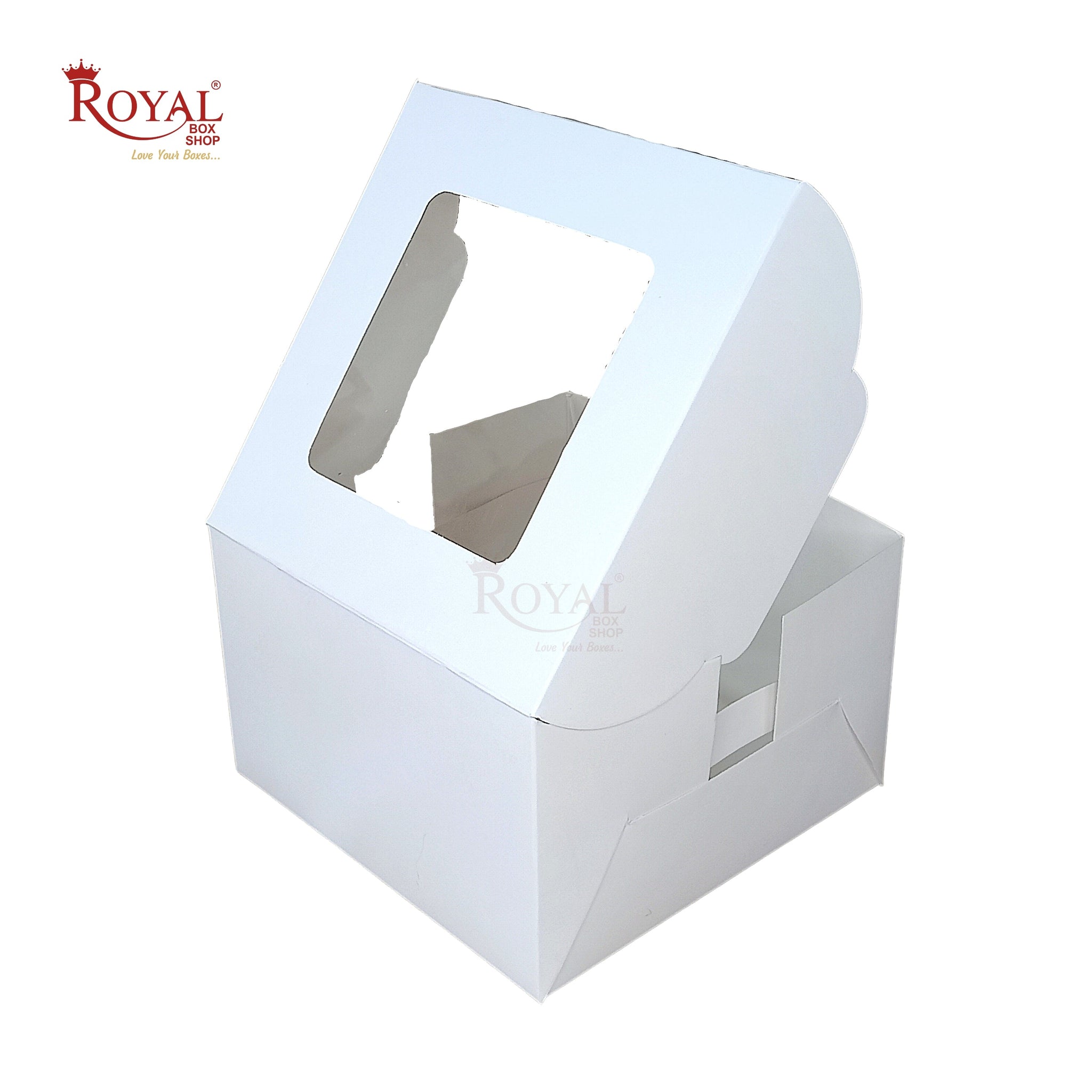 RoyalBoxShop® Cake Box With Window I Size 8x8x5 inch I White 300 GSM I Half Kg Cake Box I Shop ...