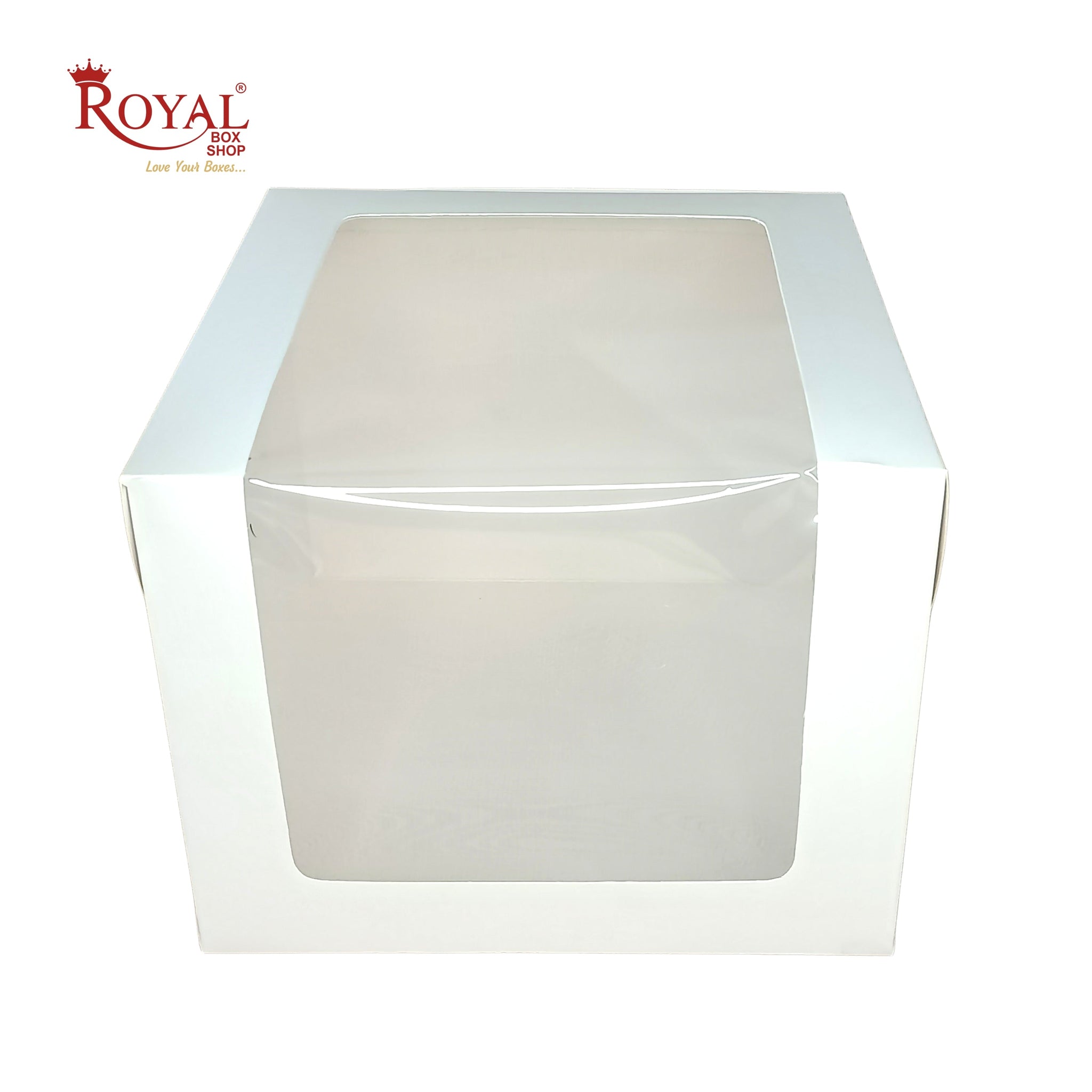 Tall Cake Box L-shape Window - 12"x12"x8"inches - Solid White Color ...