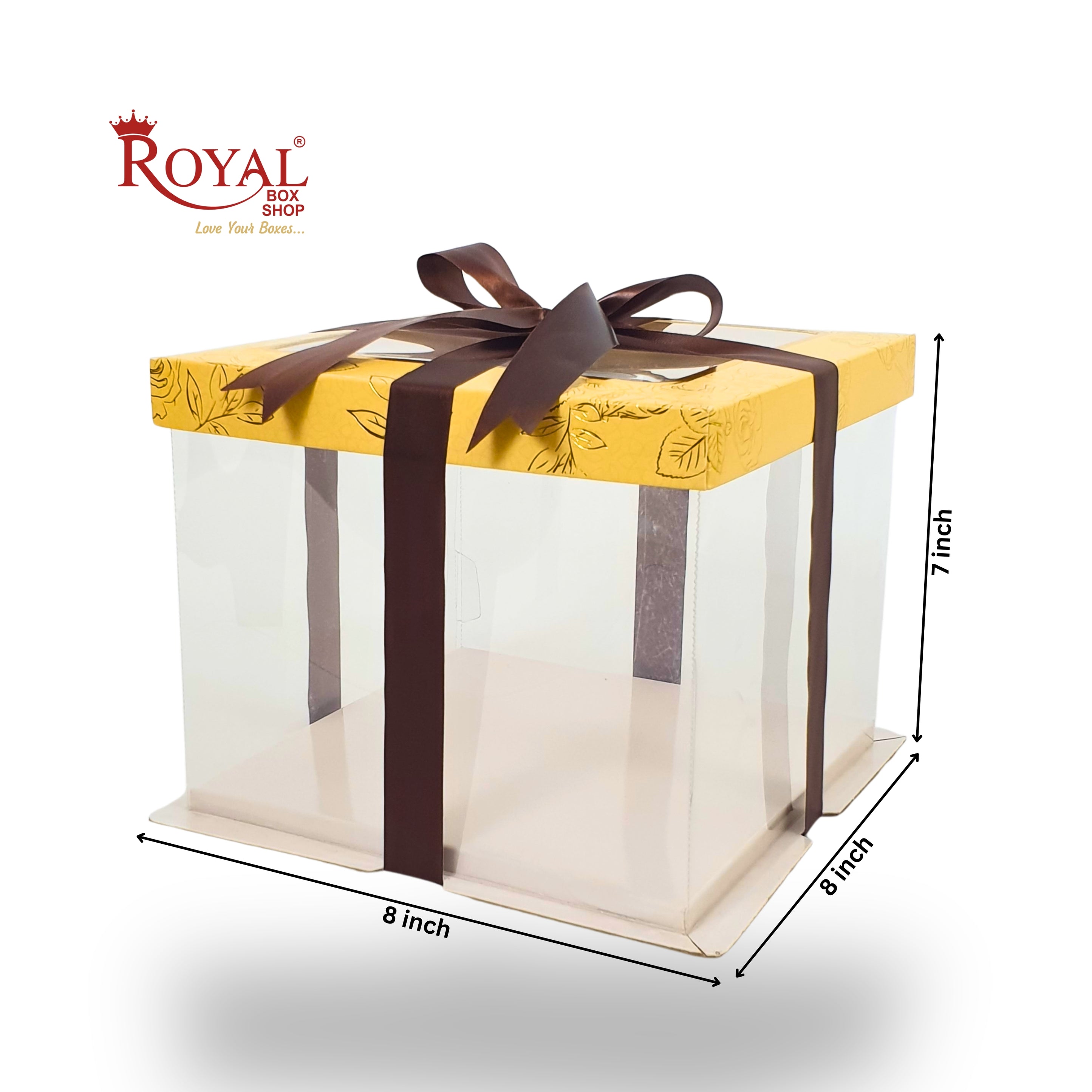 Tall Transparent Square Box with Ribbon – Perfect for Cakes & Gifts! – Royal Box Shop
